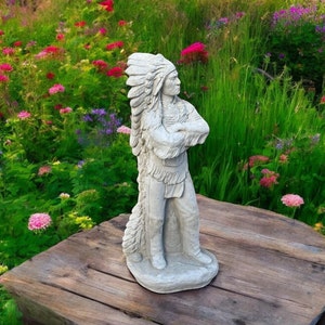 Massive Standing Man Statue Concrete Large Indian Chief Sculpture ...