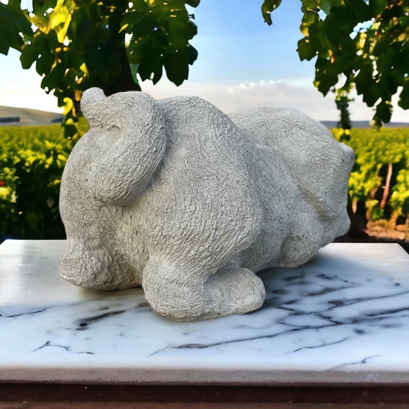 Stone Crouching Dog Statue Puppy Garden Outdoor Figure Playing Concrete ...