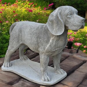 Standing Beagle Dog on Base Figure Massive Cement Pet Sculpture Large ...