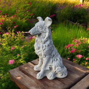 Concrete Sheltie Statue Massive Stone Dog Figure Outdoor Sheltie ...