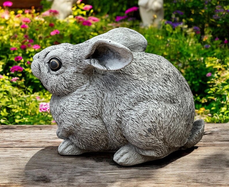 Outdoor Rabbit Sculpture Sitting Easter Bunny Figure Garden Stone ...