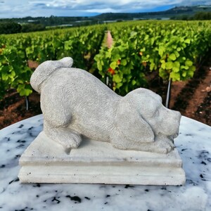 Stone Crouching Dog Statue Puppy Garden Outdoor Figure Playing Concrete ...