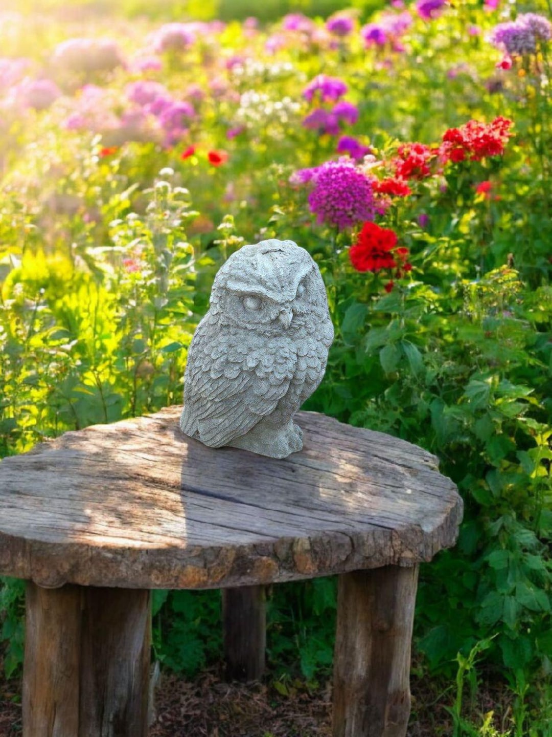 Realistic Owl Statue Concrete Bird Figurine Stone Forest Bird Lawn Owl ...
