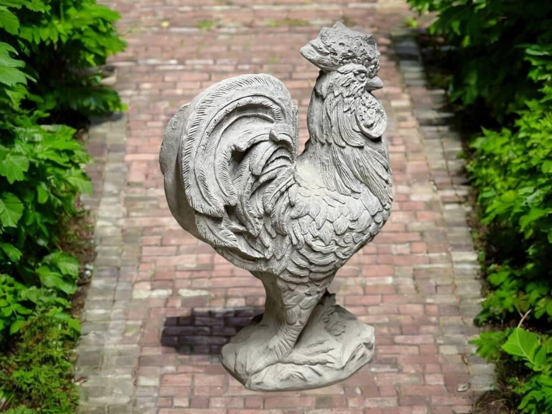 Rooster Farm Bird Concrete Animal Statue Stone Rooster Farmhouse ...