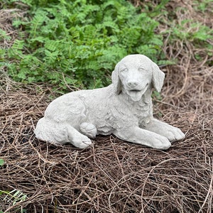 Garden Hairy Dog Statue Pet Memorial Figurine Laying Labrador Dog ...