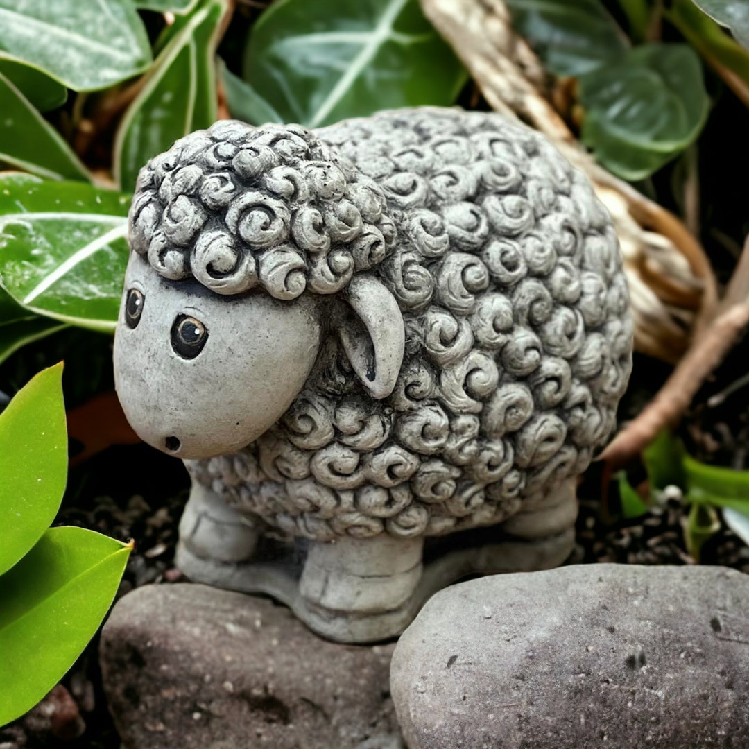 Farm Sheep Figurine Concrete Lamb Backyard Statue or Patio Stone Gift ...