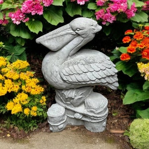 Sitting Pelican Statue Stone Bird on Tree Decoration Detailed Wild ...