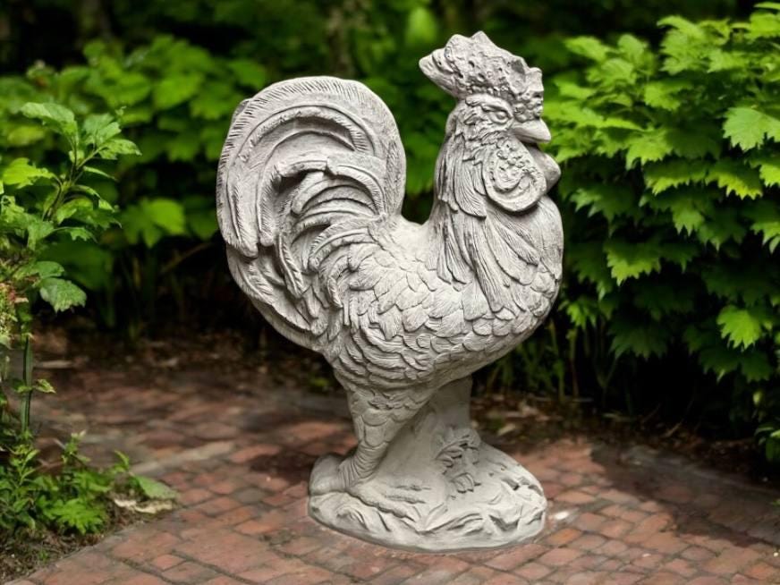 Rooster Farm Bird Concrete Animal Statue Stone Rooster Farmhouse ...