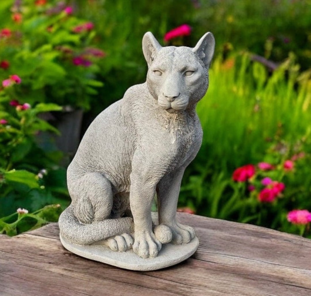 Massive Puma Statue Outdoor Wild Cougar on Base Sculpture Large ...