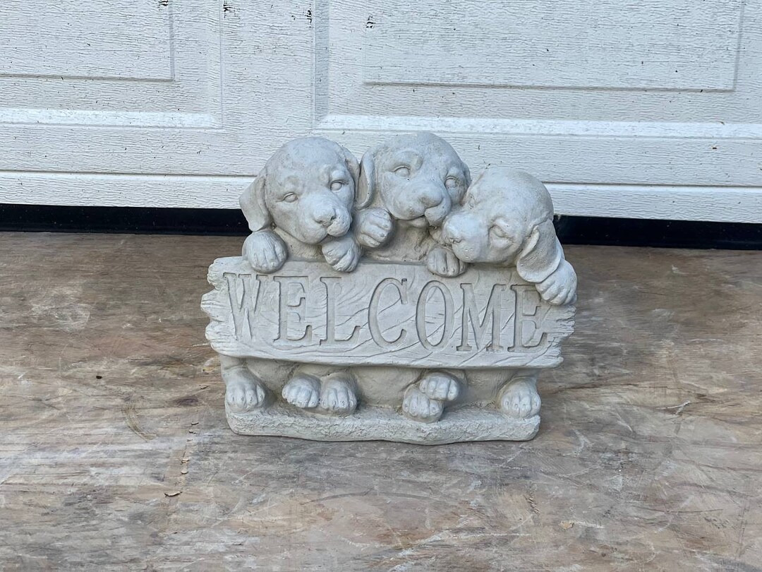 Welcome Puppies Statue Concrete Realistic Dogs Decoration Funny Dogs ...
