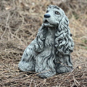 Cocker Spaniel Garden Statue Concrete Dog Figurine Memorial Outdoor ...