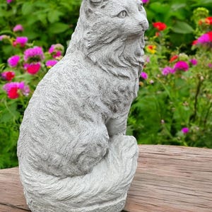 Sitting Cat Figure Concrete Pet Memorial Statue Cement Cat for Outdoor ...