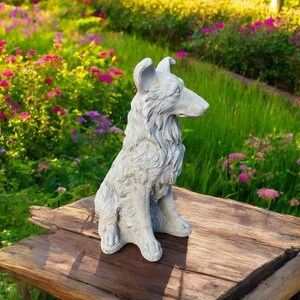 Concrete Sheltie Statue Massive Stone Dog Figure Outdoor Sheltie ...