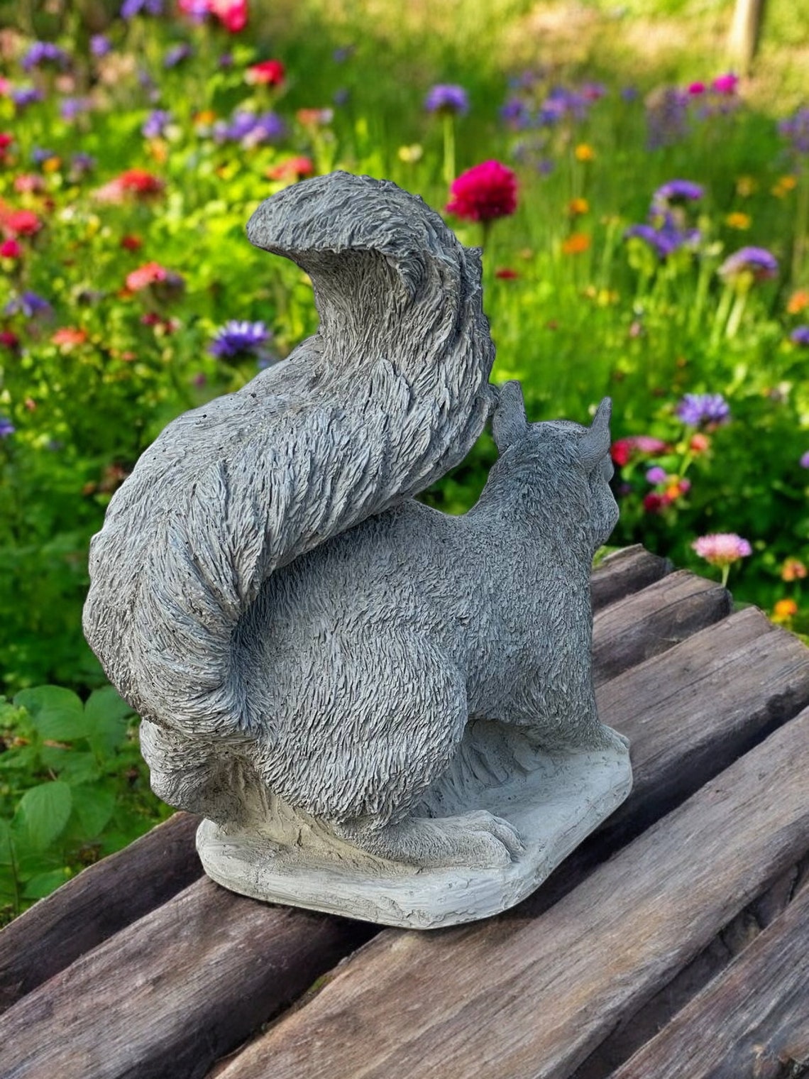 Concrete Squirrel Sculpture Yard Wild Animal Figure Backyard Scampering ...