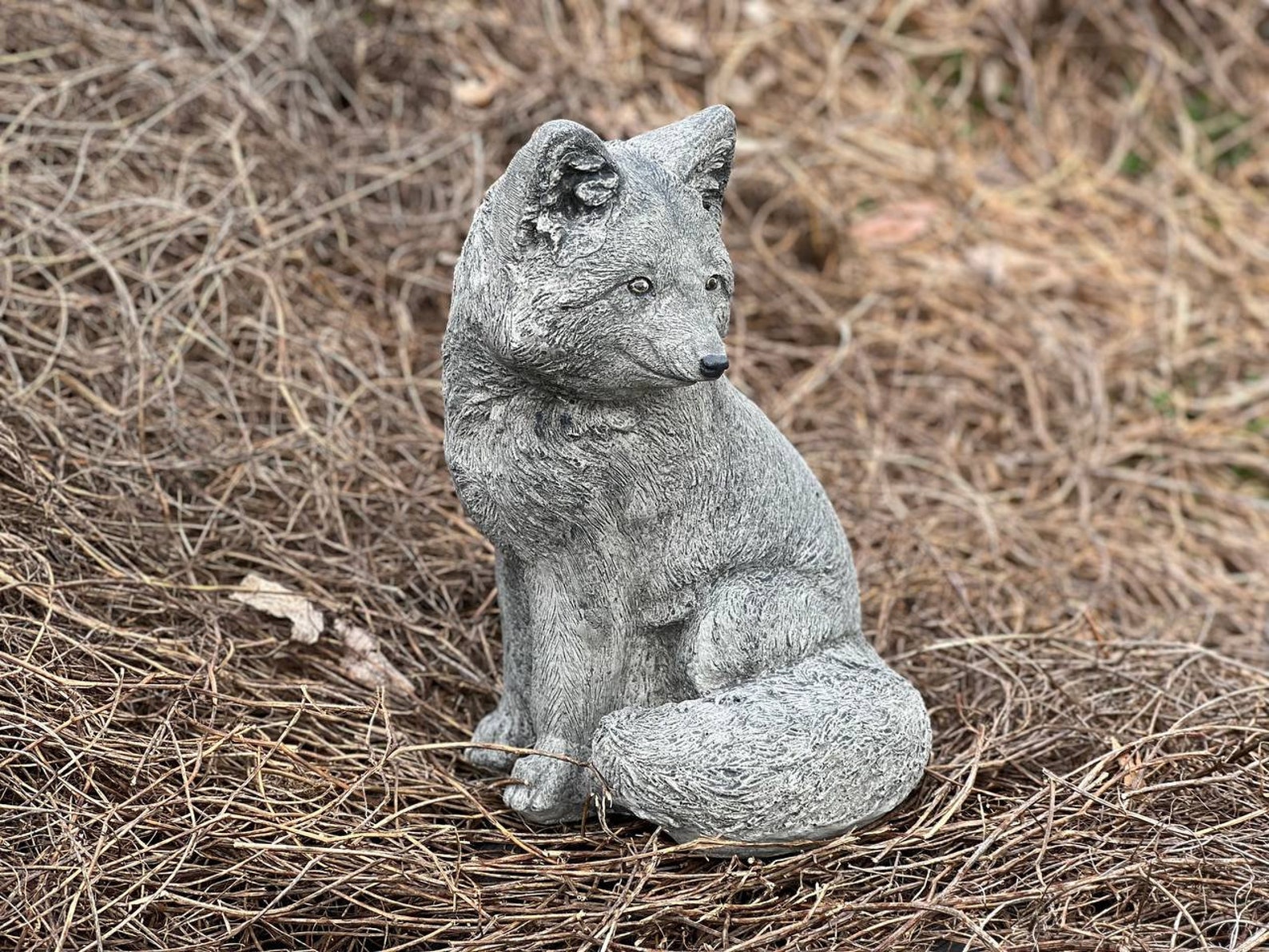 Sitting Fox Stone Statue Cement Realistic Fox Wild Animal Figurine ...