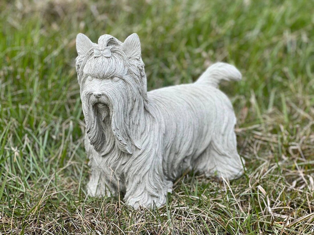 Standing Yorkshire Terrier Sculpture Detailed Yorkie Memorial Figure ...