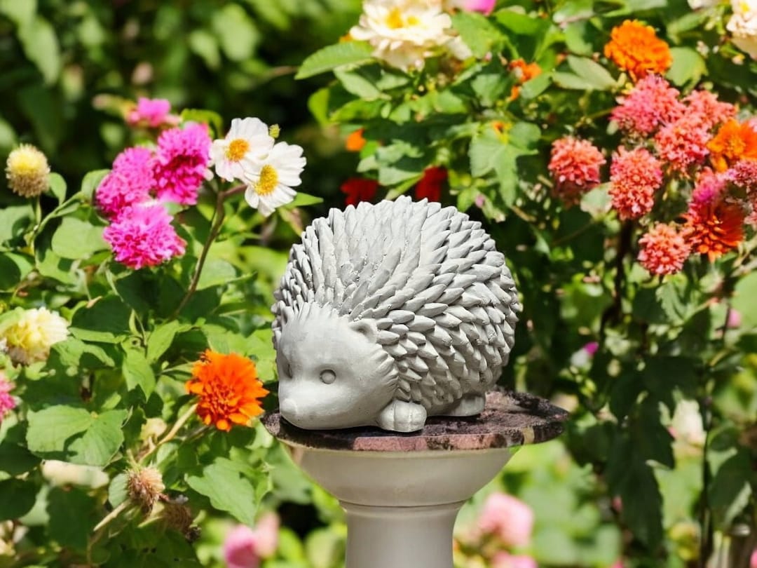 Wild Hedgehog Sculpture Realistic Stone Forest Animal Figure Backyard ...