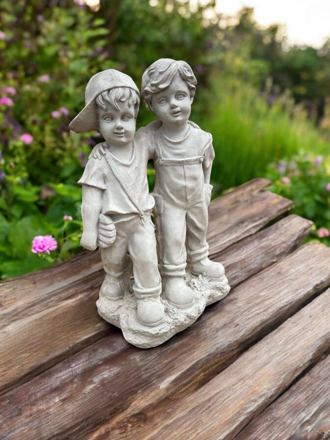 Lawn Boys Statue Backyard Kids Ornament Outside Children Figurine ...