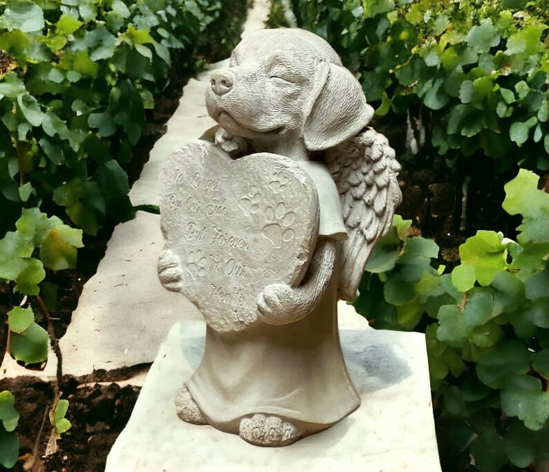 Angel Dog Statue Standing Pet Memorial Figure Concrete Dog Garden ...