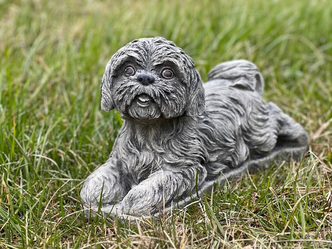 Detailed Shih Tzu Dog Statue Realistic Pet Memorial Sculpture Solid ...