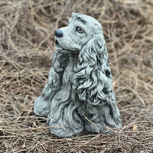 Cocker Spaniel Garden Statue Concrete Dog Figurine Memorial Outdoor ...