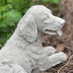 Garden Hairy Dog Statue Pet Memorial Figurine Laying Labrador Dog ...