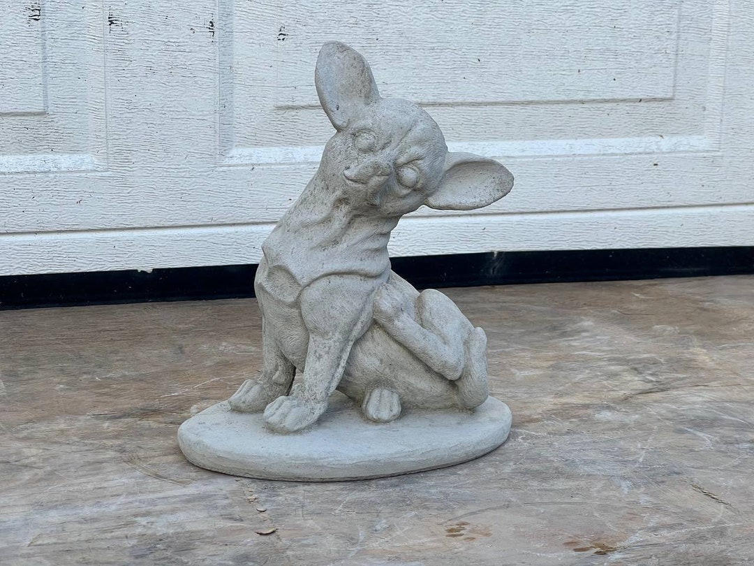 Cement Sitting Chihuahua Statue Garden Dog Memorial Figurine for ...