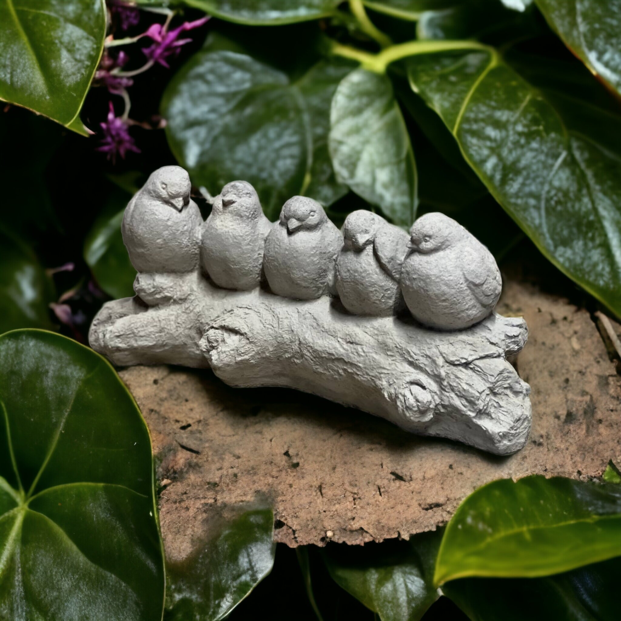 Concrete Five Birds on Branch Statue Cement Realistic Cardinals ...