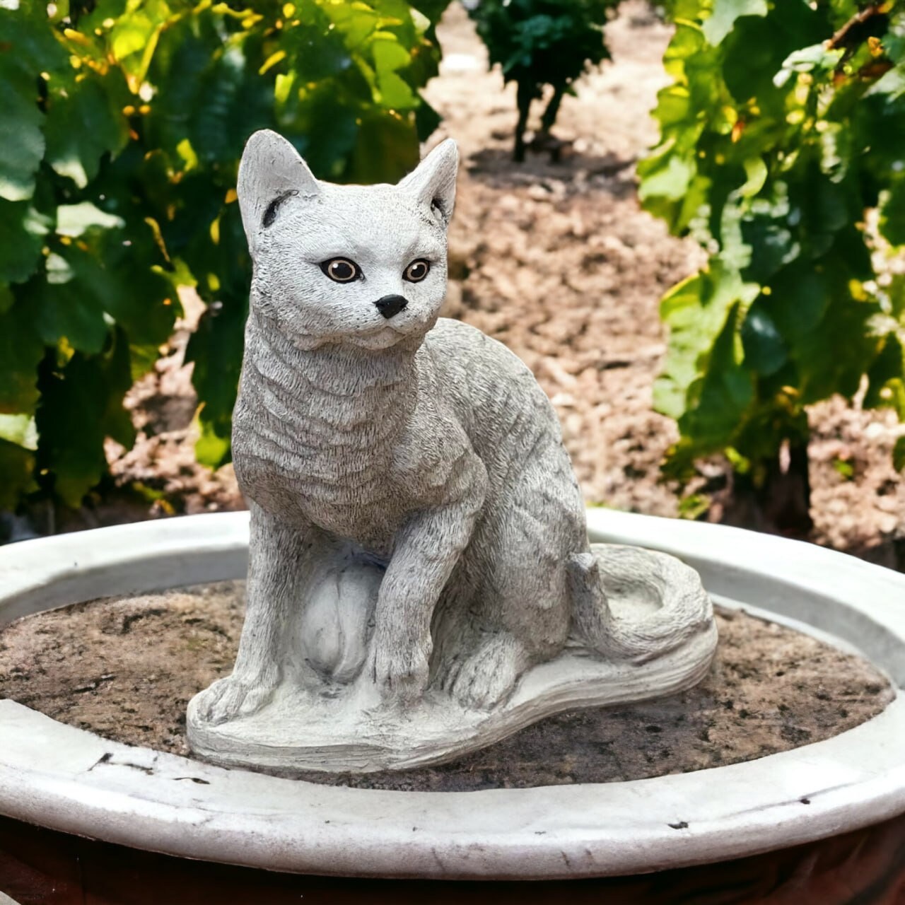 Life Size Cat With Ball Statue Sitting Playing Cat Sculpture Detailed ...