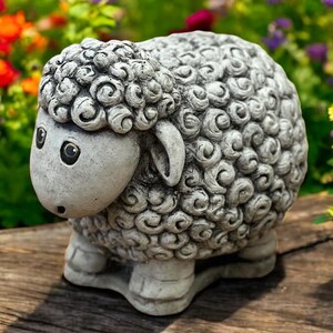Concrete Sheep Sculpture Detailed Lamb Statue Garden Decor Farm Animal ...