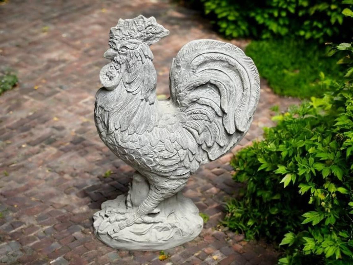 Rooster Farm Bird Concrete Animal Statue Stone Rooster Farmhouse ...