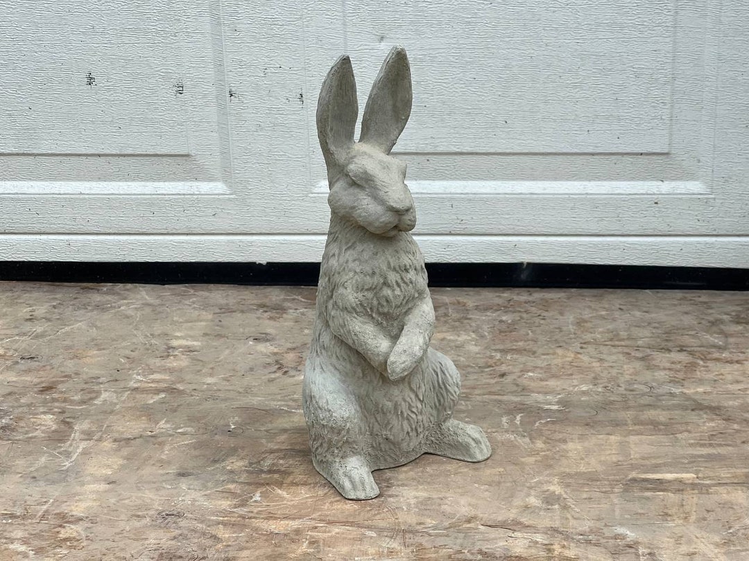 Rabbit Concrete Garden Statue Easter Bunny Decoration Figure Realistic ...