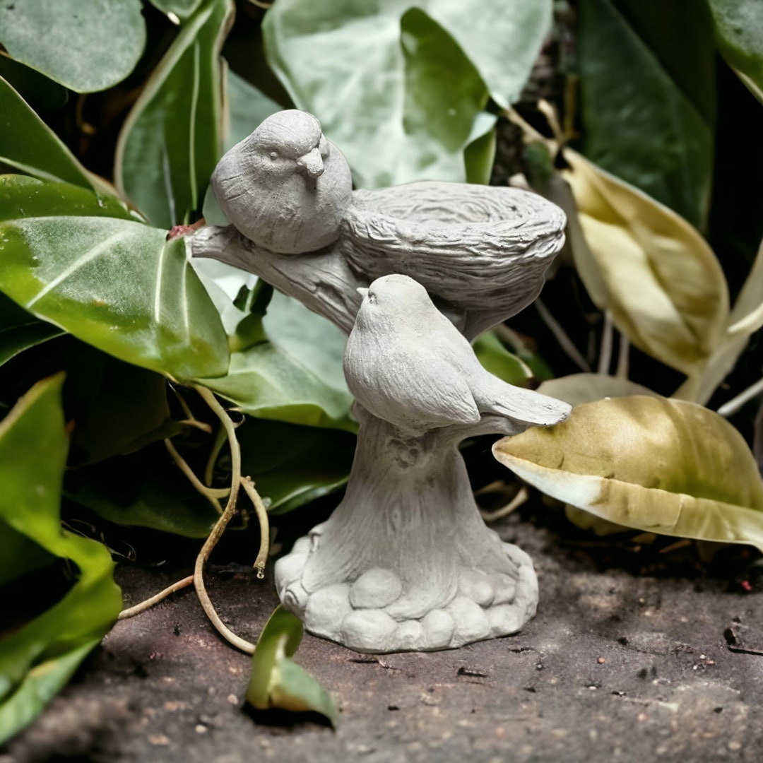 Cement Birds on Nest Statue Concrete Two Cardinals Figurine Detailed ...