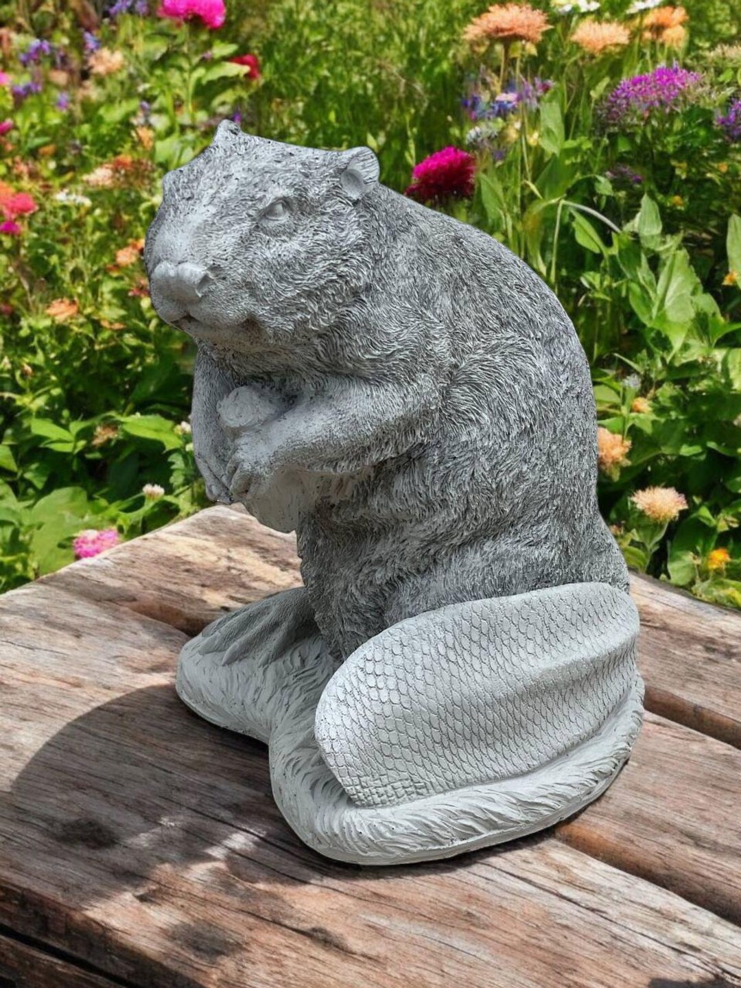 Concrete Standing Beaver Outdoor Animal Figurine Beaver Statue Wild ...