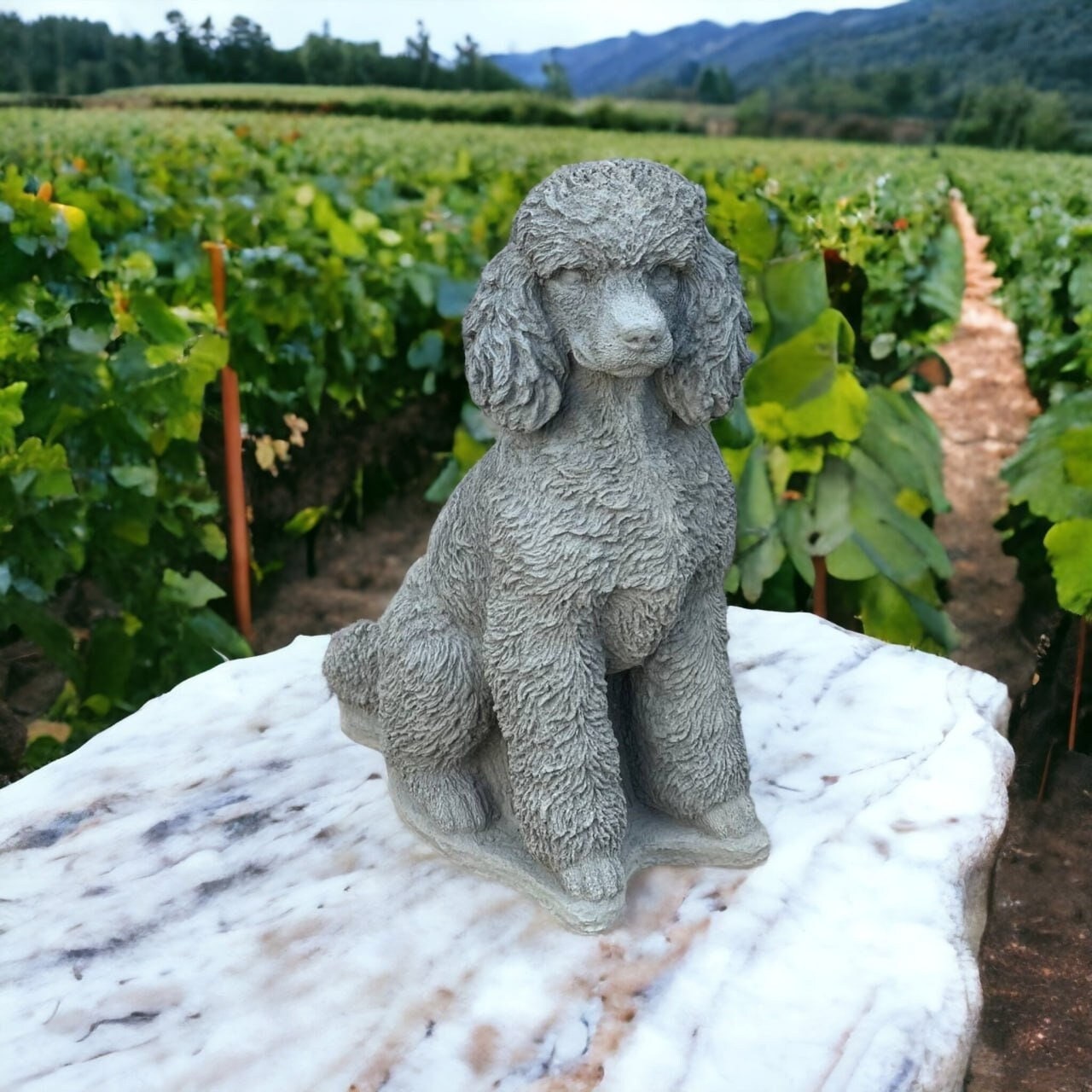 Life Size Poodle Statue Concrete Dog Memorial for Garden Yard Poodle ...