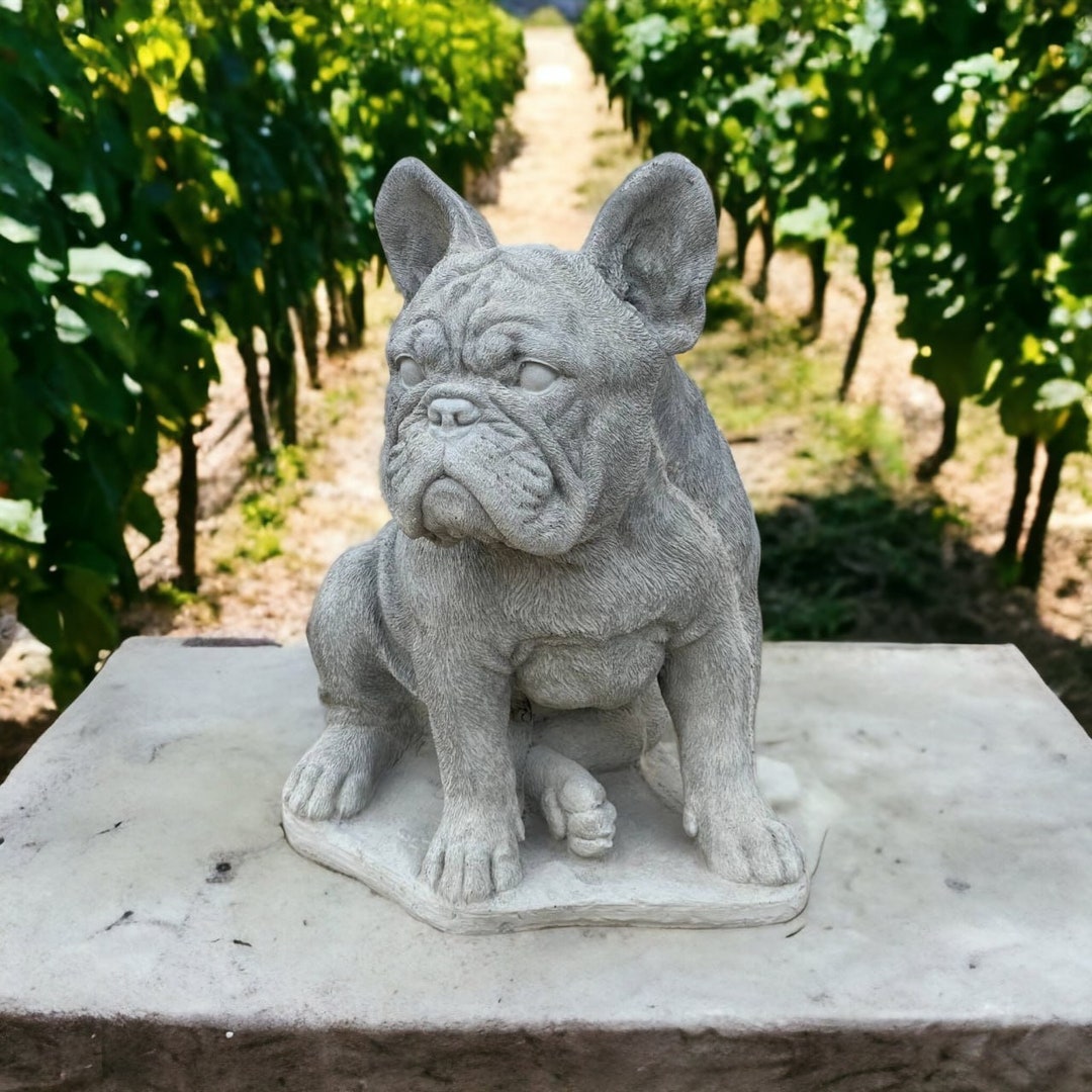 Sitting Massive Bulldog Statue Detailed Dog Grave Marker Figurine Large ...