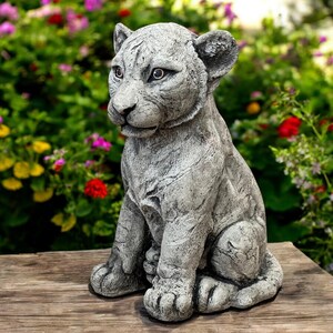 Concrete Tiger Statue Realistic Sitting Wild Animal Figure Backyard ...