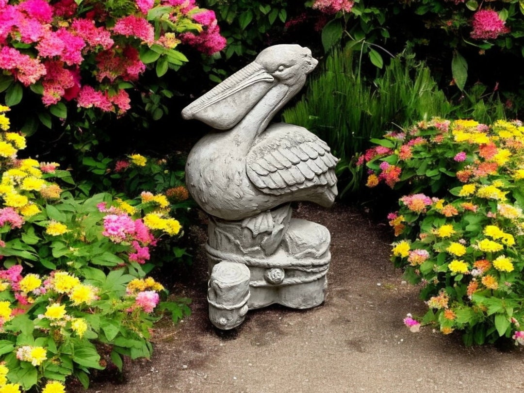 Sitting Pelican Statue Stone Bird on Tree Decoration Detailed Wild ...