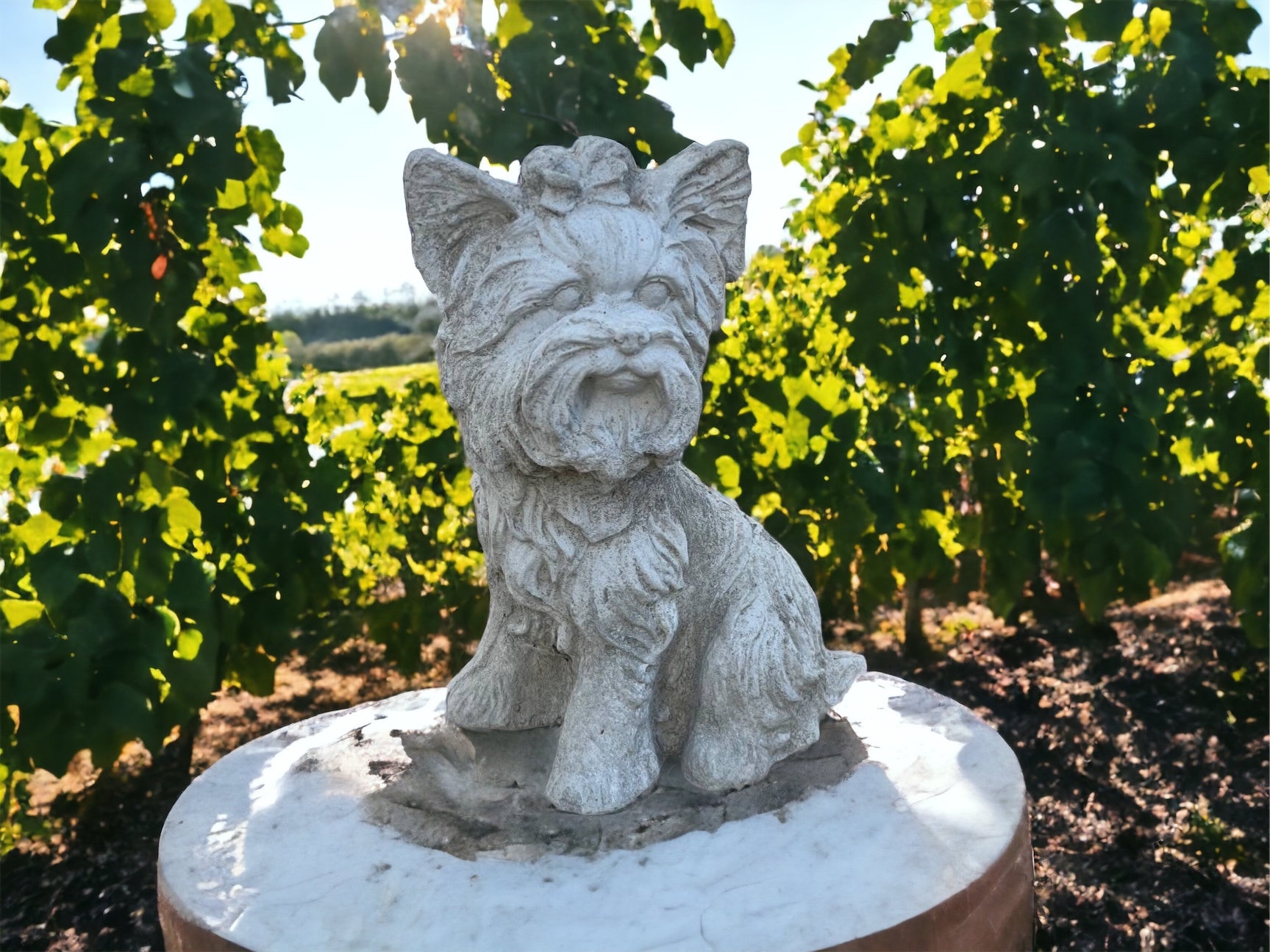 Sitting Yorkie Dog Memorial Statue Yorkshire Terrier Stone Figurine ...