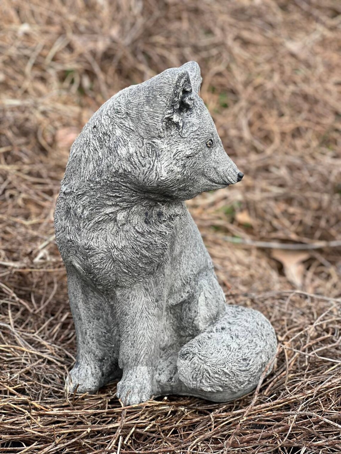 Sitting Fox Stone Statue Cement Realistic Fox Wild Animal Figurine ...