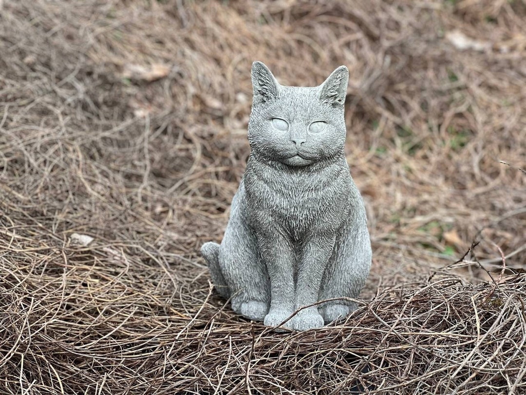 Solid Sitting Cat Sculpture Gift for Pet Lovers Cat Loss Detailed Cat ...