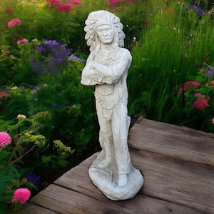Massive Standing Man Statue Concrete Large Indian Chief Sculpture ...