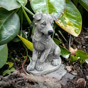 Stone Jack Russell Terrier Dog Statue Cement Painted Sitting Puppy ...