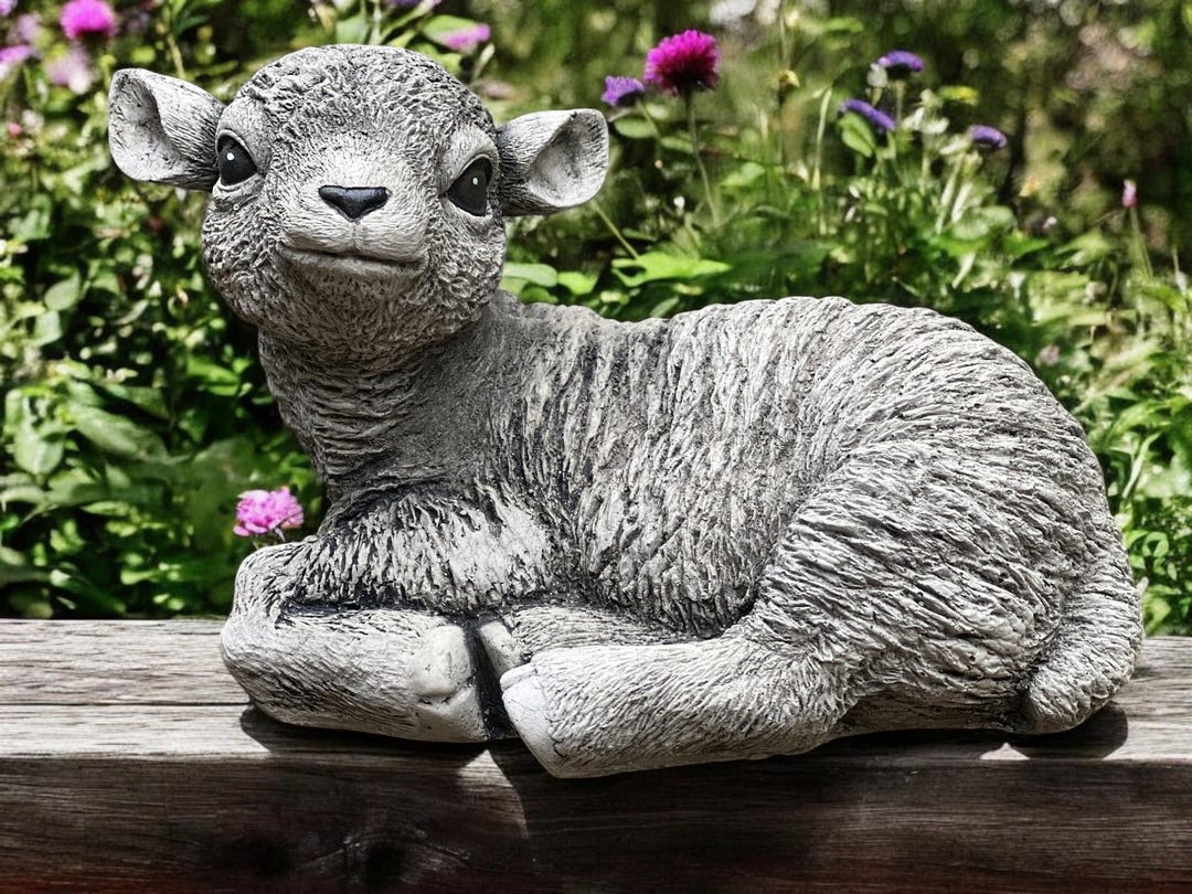 Concrete Lamb Figure Realistic Sheep Sculpture Yard Stone Sheep ...
