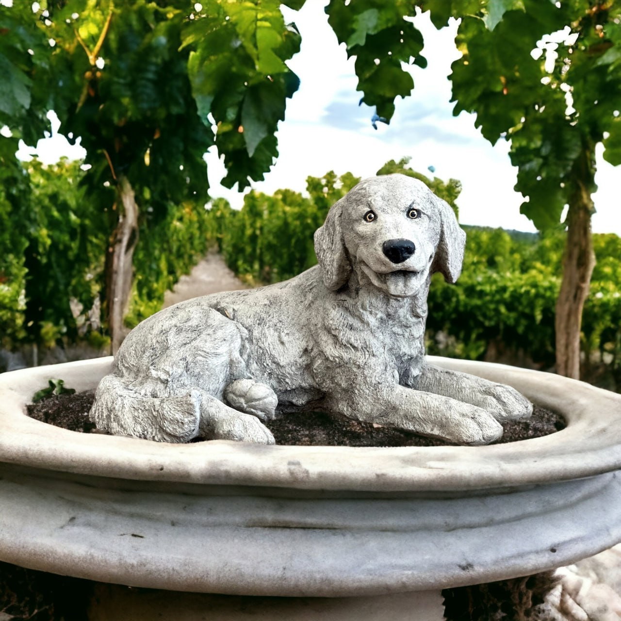 Concrete Laying Labrador Statue Garden Dog Memorial Figurine for ...