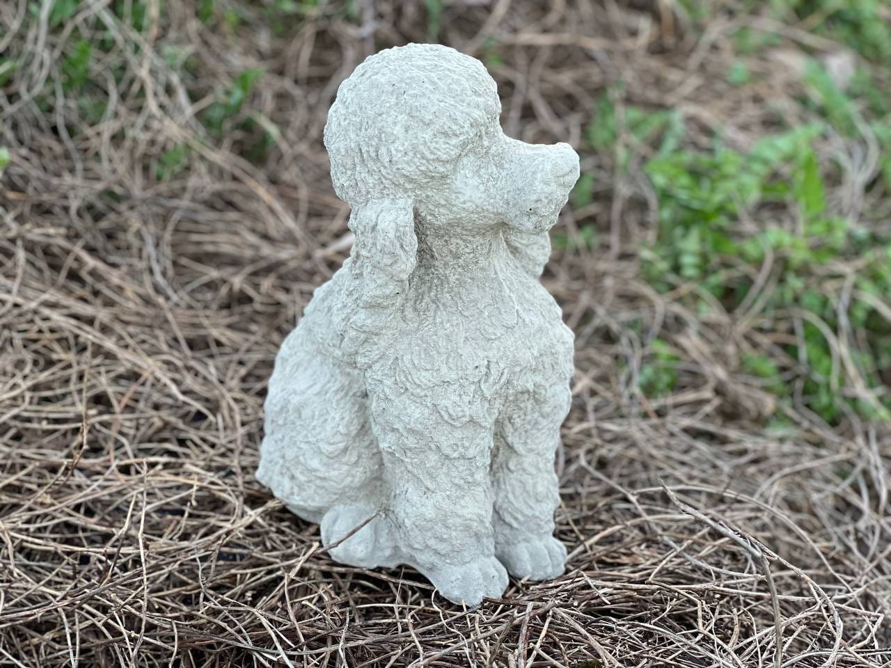 Realistic Poodle Memorial Concrete Dog Figure Cement Garden Pet Decor ...