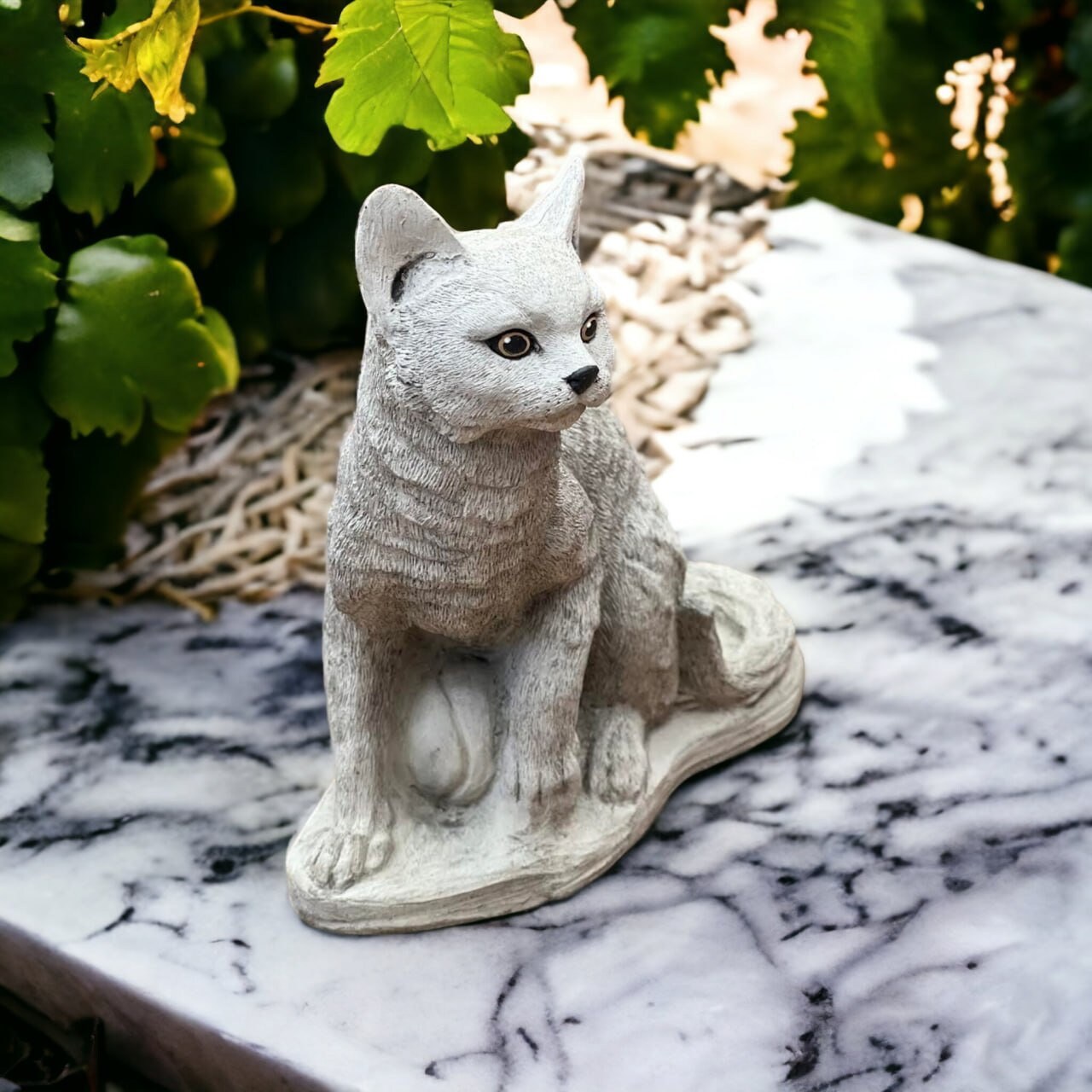 Life Size Cat With Ball Statue Sitting Playing Cat Sculpture Detailed ...