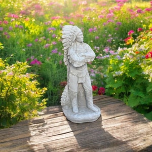 Massive Standing Man Statue Concrete Large Indian Chief Sculpture ...