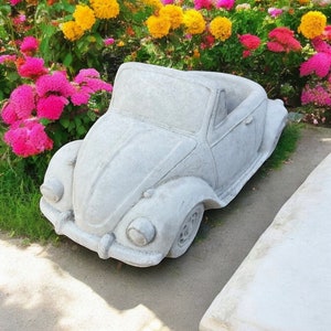 Outdoor Truck Planter Statue Concrete Flowers Pot Car Sculpture Garden ...