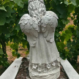 Concrete Angel Figure Religious Angel Girl With Flowers Garden Memorial ...